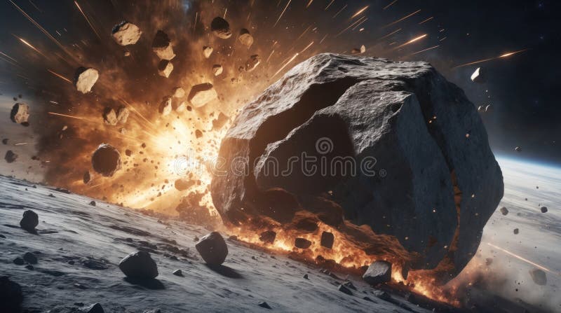 Asteroid Impact: Cosmic Collision, Fiery Debris, Space Rocks, Planetary ...