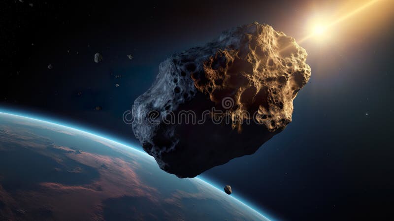 A Large Asteroid Flying in Outer Space with Small Fragments Threat of ...