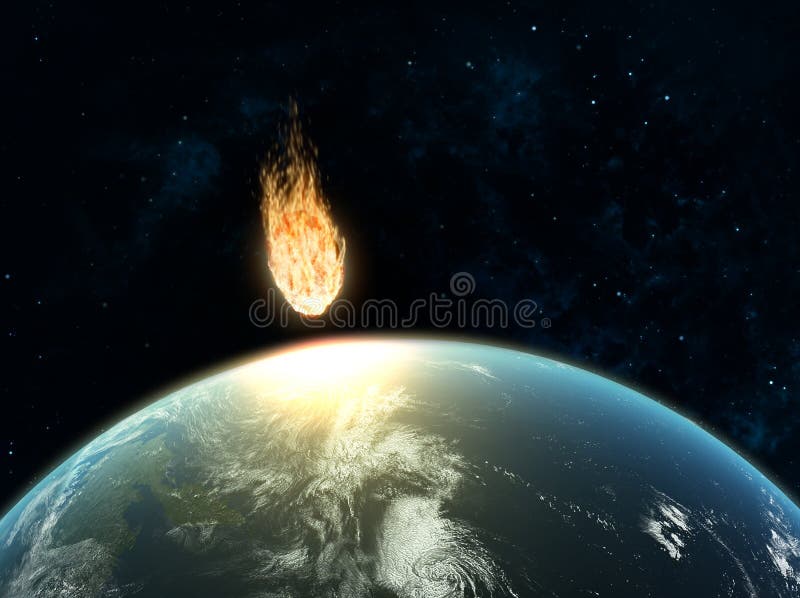 Meteor Falling To Planet Earth . Stock Illustration - Illustration of ...