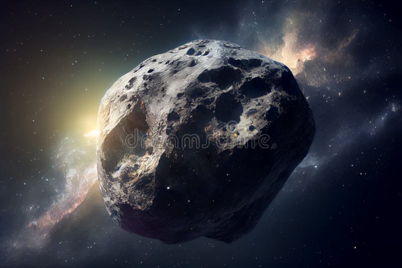 Large Asteroid with Impact Craters on the Surface Stock Illustration ...