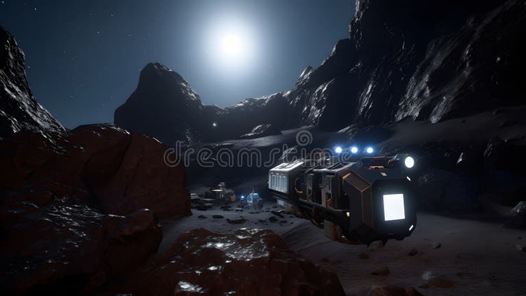 Large Asteroid Mining Operations, Neural Network Generated Image Stock Illustration ...