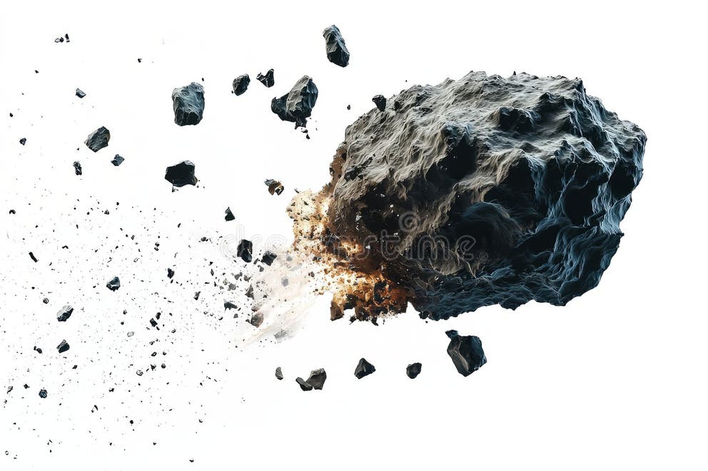 Large Asteroid in the Process of Exploding, Small Parts Flying Off ...