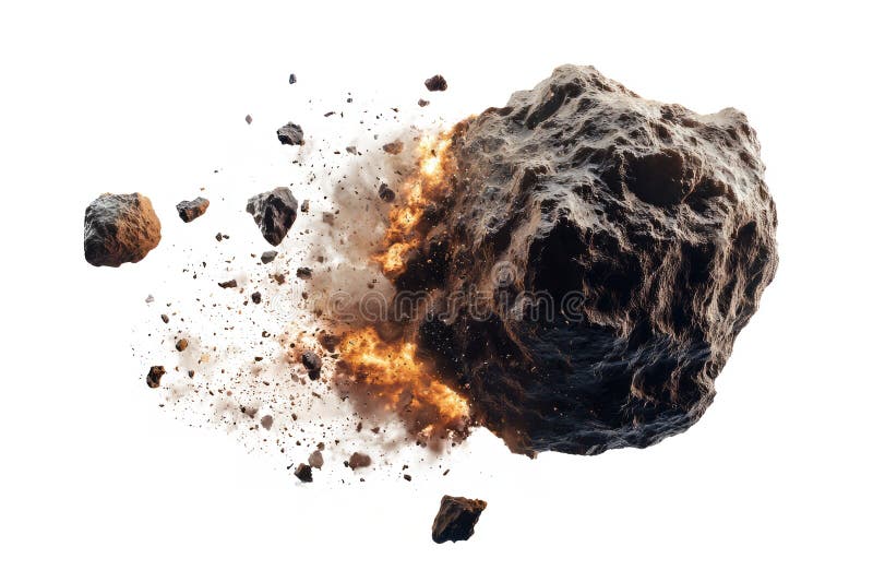 Large Asteroid in the Process of Exploding, Small Parts Flying Off ...