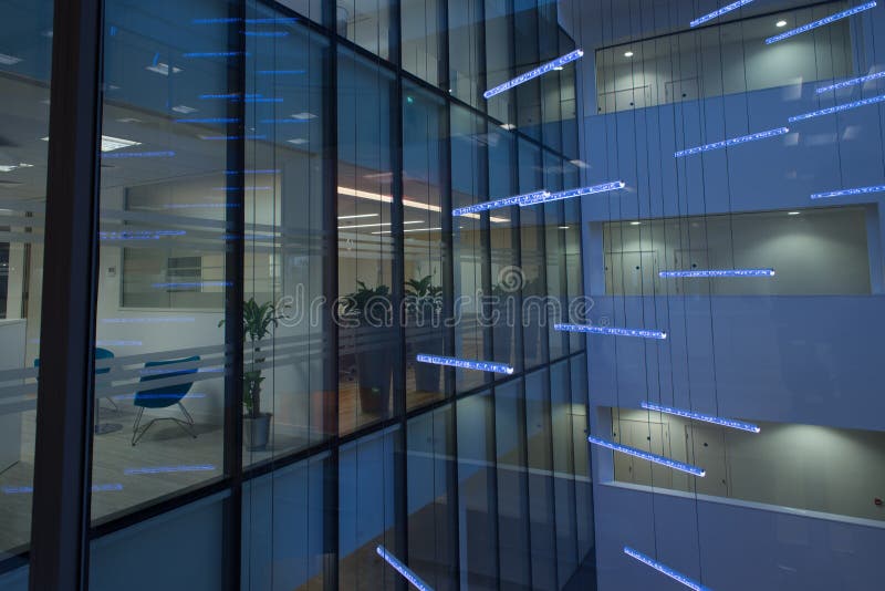 Large Atrium Night stock photo. Image of hallway, plant - 60217082