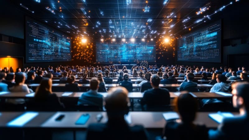 Large Audience Engages at a High-tech Conference Featuring Dynamic ...
