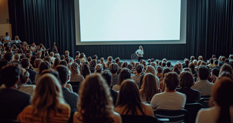 Large Auditorium Audience stock illustration. Illustration of speech ...