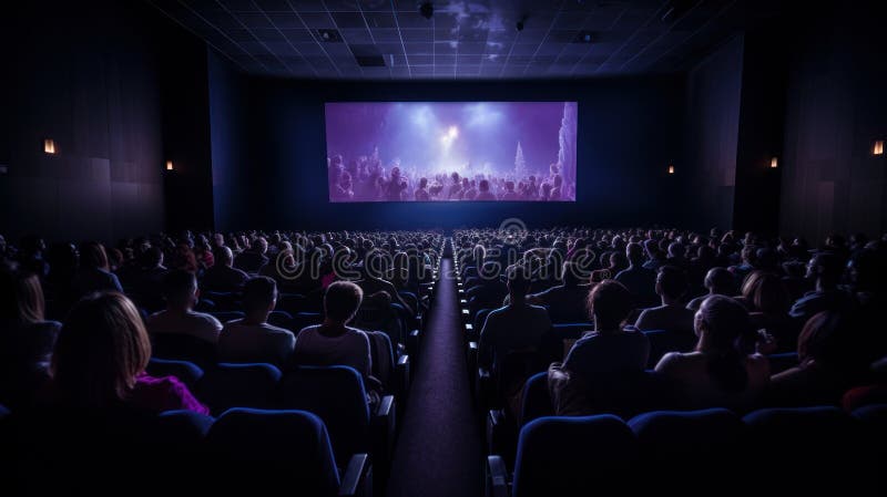 Large Audience Watching Movie in Movie Theater Generative AI Stock ...