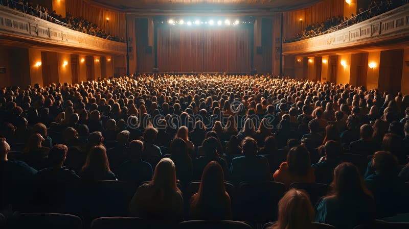 A Large Audience Watching a Performance in a Theater Stock Illustration ...