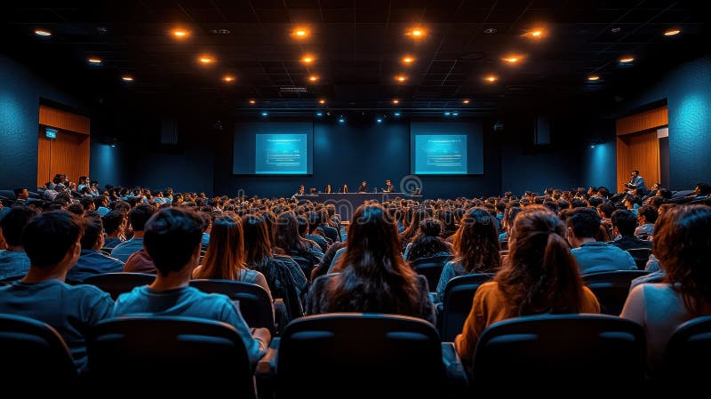 Large Auditorium Filled with Attentive Audience Stock Illustration ...