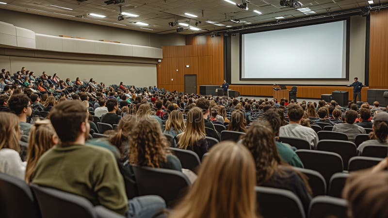 Large Auditorium Full of Students Listening To a Speaker Stock Photo ...