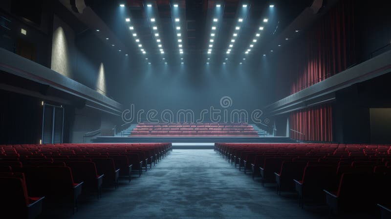 Large Auditorium with Stage and Bright Spotlights Stock Photo - Image ...