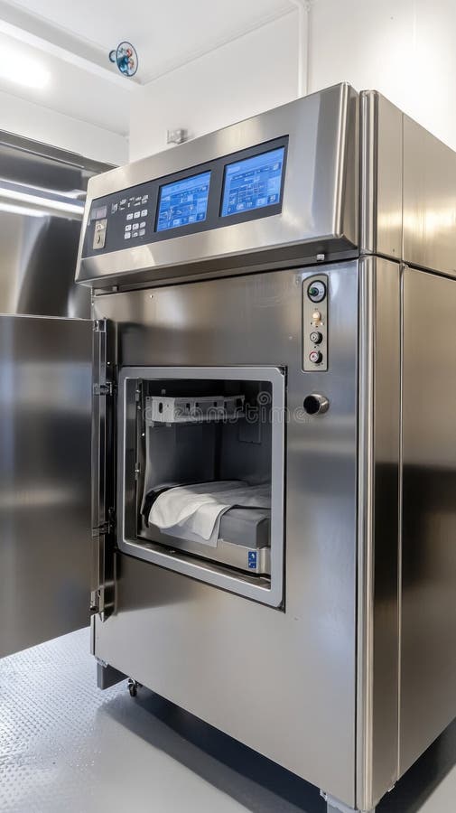 Large Autoclave Sterilizing Medical Instruments in Laboratory Setting ...