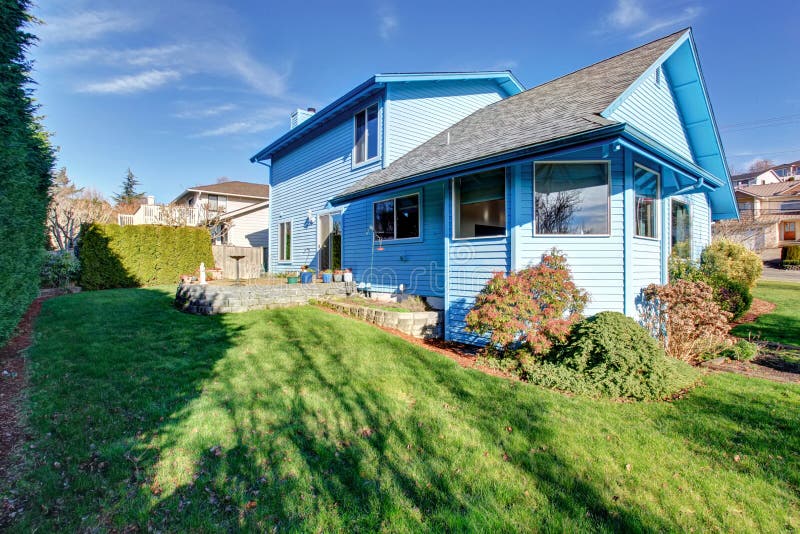 Large Back Yard with Lots of Grass. Stock Image - Image of grass, style ...