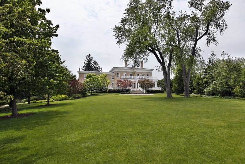 Large Back Yard of Suburban Home Stock Image - Image of brick, living ...