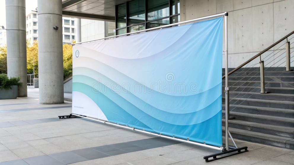 Large Backdrop Stand with Gradient Design in Modern Building Setting ...