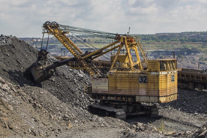 Large Backhoe Loader in the Quarry in Ukraine Stock Photo - Image of ...