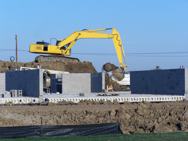 Large backhoe at work site stock photo. Image of mover - 817388