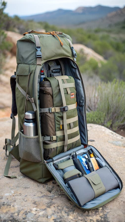 A Large Backpack with Multiple Straps. Ready for an Adventure Stock ...