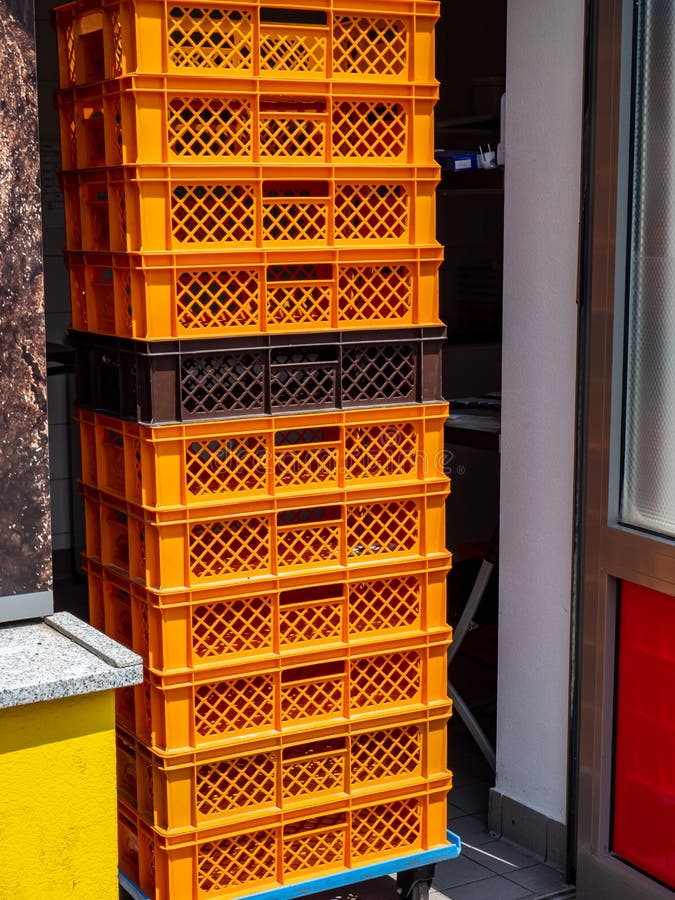 Large Bakery Stacked Plastic Boxes Stock Image - Image of baker ...