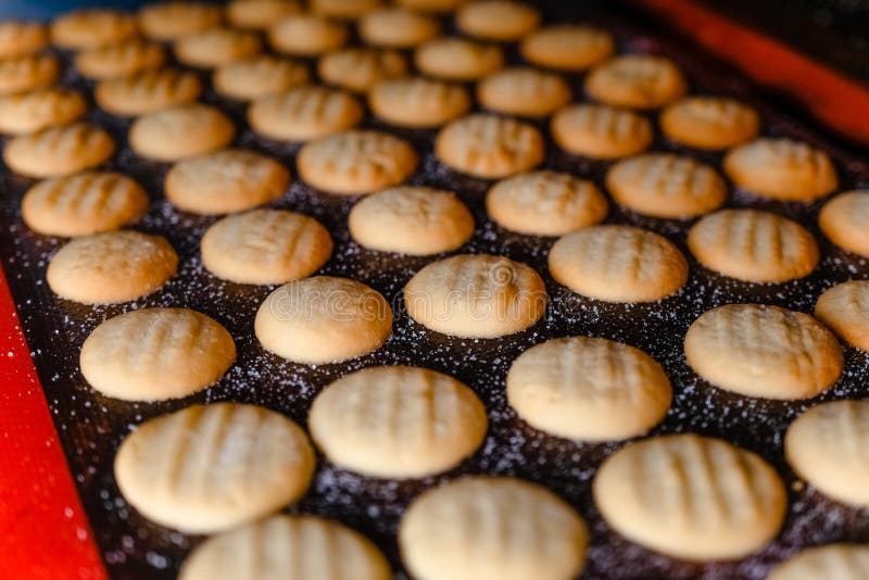 Large Baking Tray with Shortbread Stock Photo - Image of closeup ...
