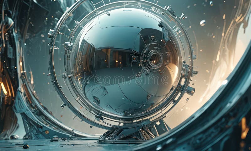 A Large Ball is in the Center of the Image, Surrounded by a Reflection ...