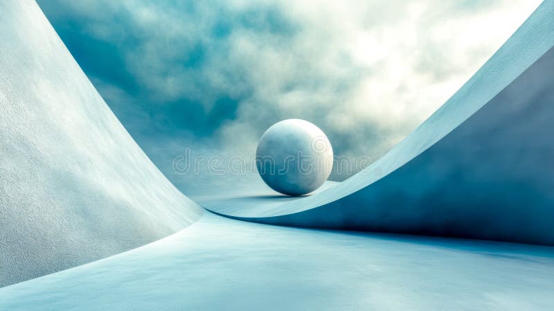 Large Ball Rolling Forward Down Smooth Path Symbolizing Progress Stock ...