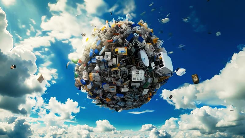 A Large Group of Trash Floating in the Sky Stock Video - Video of ...