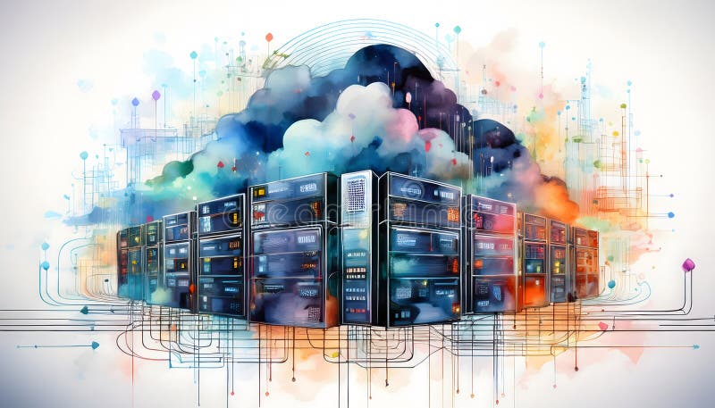 A Large Bank of Interconnected Server Racks is Enveloped in a Billowing ...