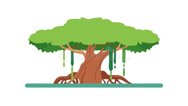 Large Banyan Tree with Extensive Root System, Vector Design Generative ...