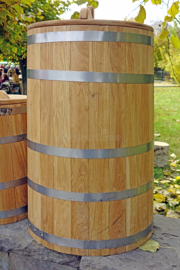 Large barrel with a lid stock image. Image of people - 35072253