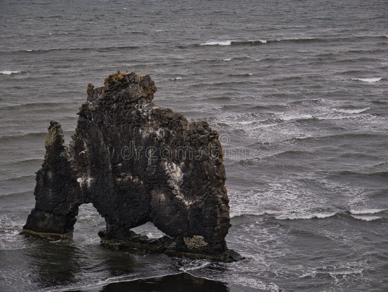 The Large Basalt Rock on the Icelandic Coast Stock Image - Image of ...