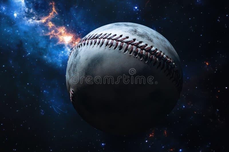 Baseball Floating in Space with Vibrant Cosmic Background and Stars ...