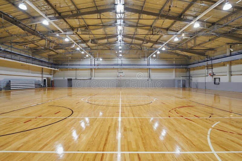 Large Basketball Hall Empty, Sport Gym Interior Inside Floor AI ...