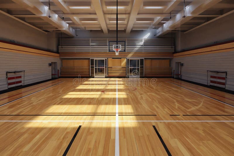 Large Basketball Hall Empty, Sport Gym Interior Inside Floor AI ...