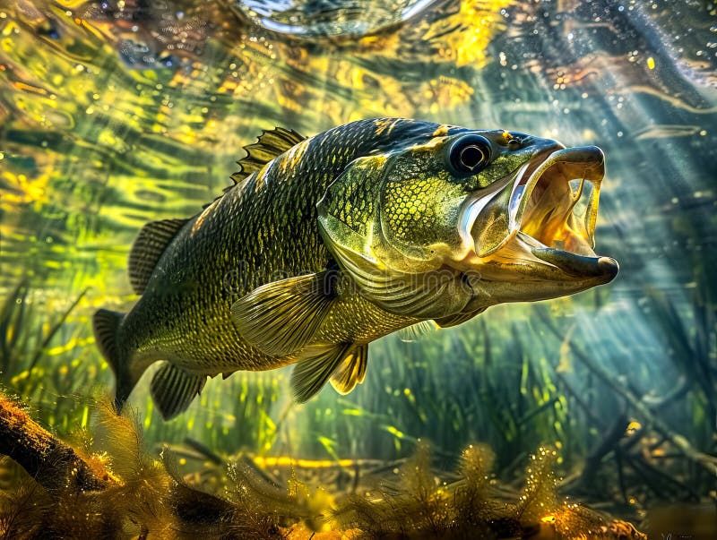A Large Bass Swimming in the Water Stock Image - Image of large, reef ...