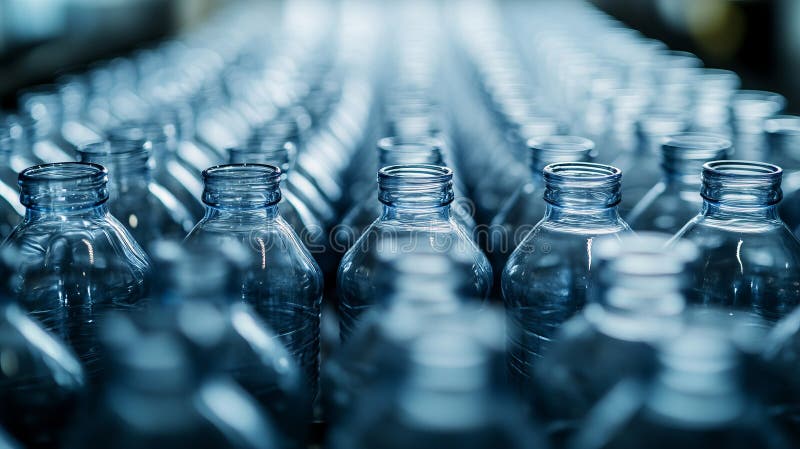 Large Batch of Identical Plastic Bottles Close Up Stock Illustration ...