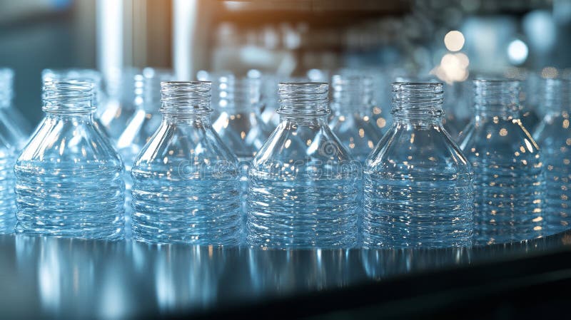 Large Batch of Identical Plastic Bottles Close Up Stock Illustration ...