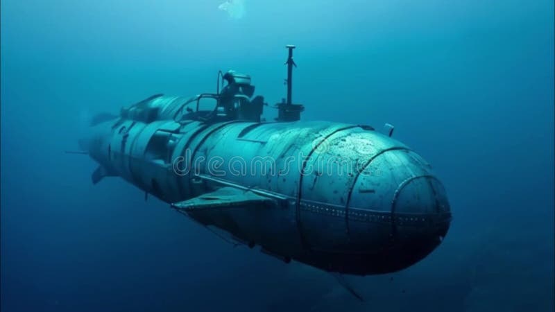 Large Bathyscaphe Floating in Middle of Deep Ocean during Exploration ...
