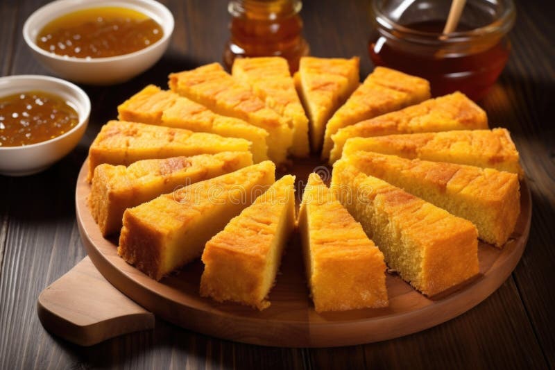 Large Bbq Cornbread Cut into Diamond Shapes Stock Photo - Image of ...