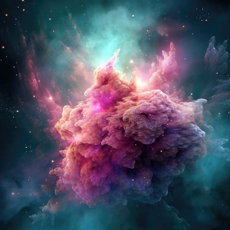 A Large Beautiful Cluster of Galactics, Nebula Stock Illustration ...