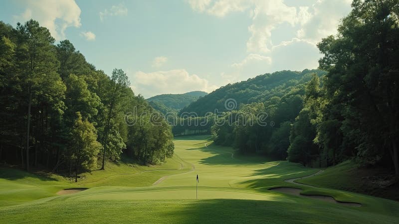 Large Beautiful Green Golf Course with Hills Stock Image - Image of ...