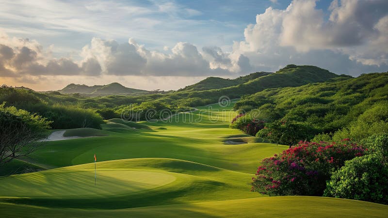 Large Beautiful Green Golf Course with Hills Stock Image - Image of ...