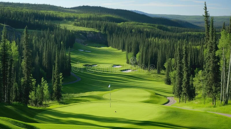 Large Beautiful Green Golf Course with Hills Stock Photo - Image of ...