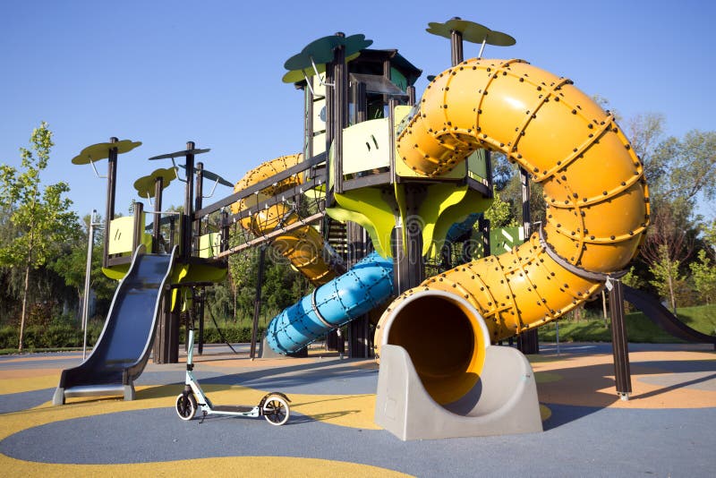 A Large Beautiful Playground in the Park Stock Photo - Image of happy ...