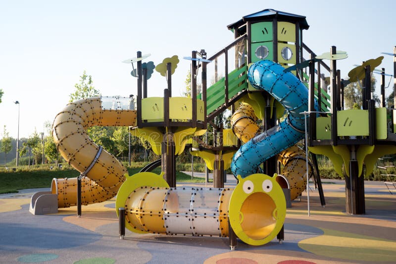 A Large Beautiful Playground in the Park Stock Image - Image of ...