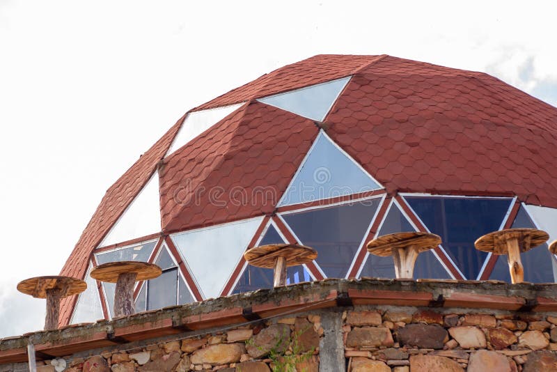 Large and Beautiful Red Dome with Windows Stock Photo - Image of forest ...