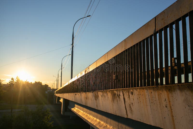 Large Beautiful Road Bridge at Dawn Stock Photo - Image of dawn, steam ...