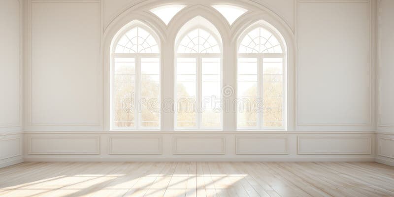 Large Beautiful Windows in White Room. Generative AI Stock Illustration ...