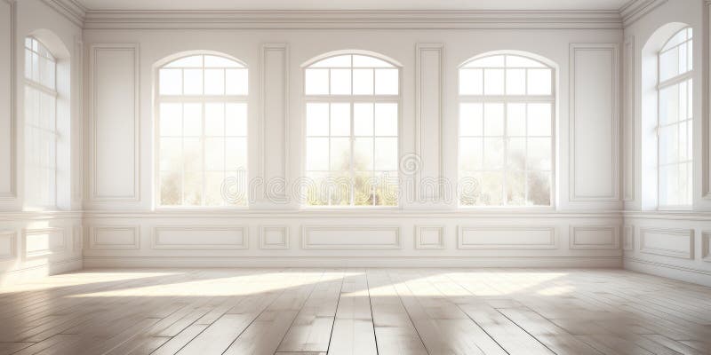 Large Beautiful Windows in White Room. Generative AI Stock Illustration ...
