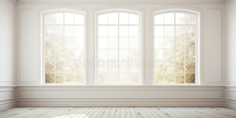Large Beautiful Windows in White Room. Generative AI Stock Illustration ...